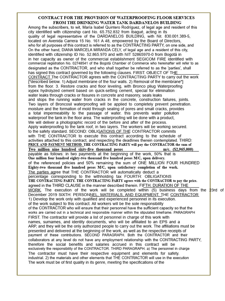 WATERPROOFING CONTRACT | PDF