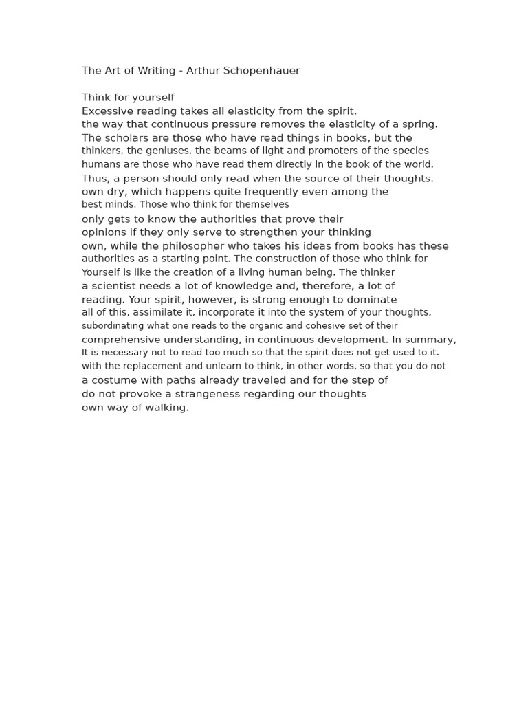 The Art of Writing - Arthur Schopenhauer | PDF