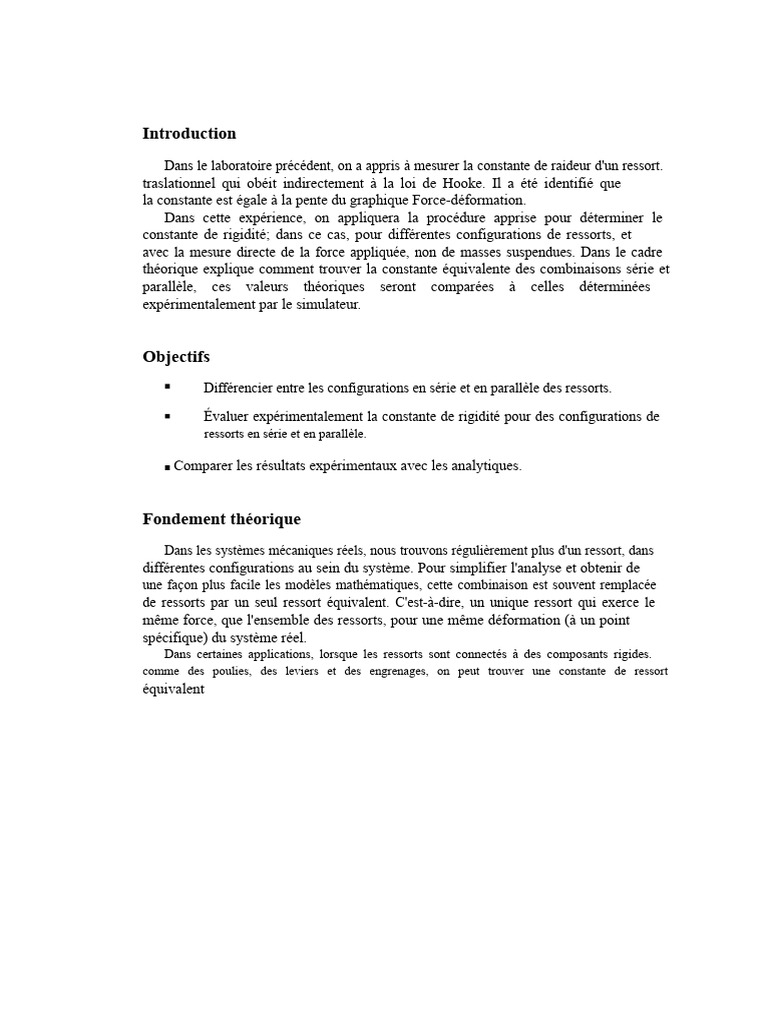 Mesure de la constante de raideur des ressorts | PDF | Ingénierie mécanique