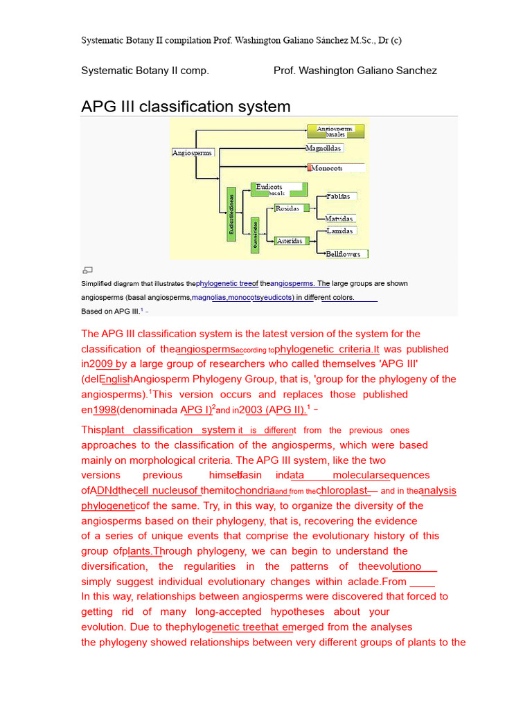APG III Classification System | PDF | Taxonomy (Biology) | Biology