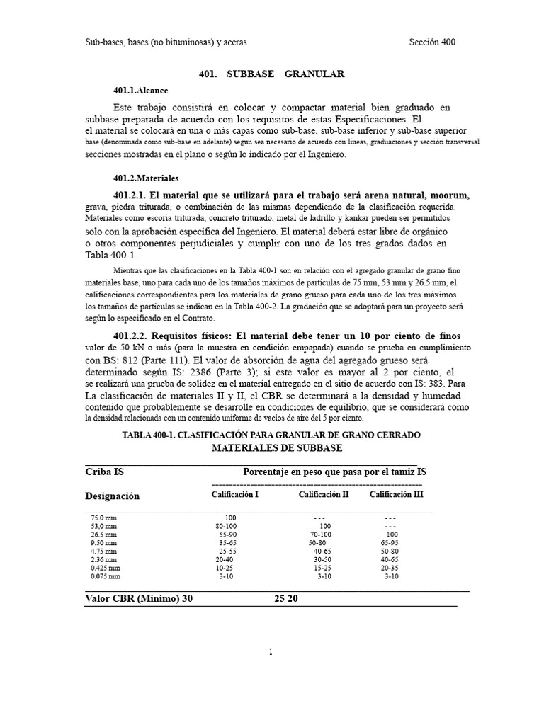 Especificaciones de Sub-bases y Aceras | PDF | Grava | Lima (Material)