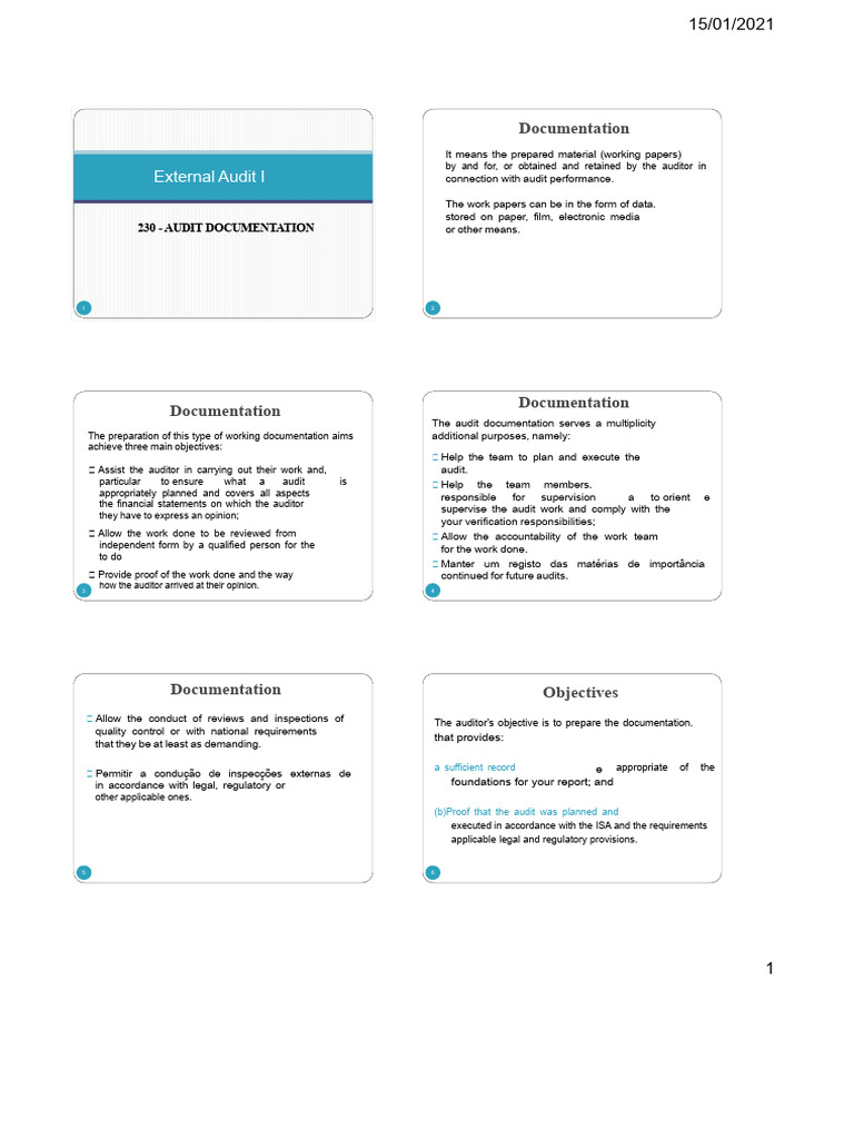 Class 02 - ISA 230 | PDF | Audit | Internal Control