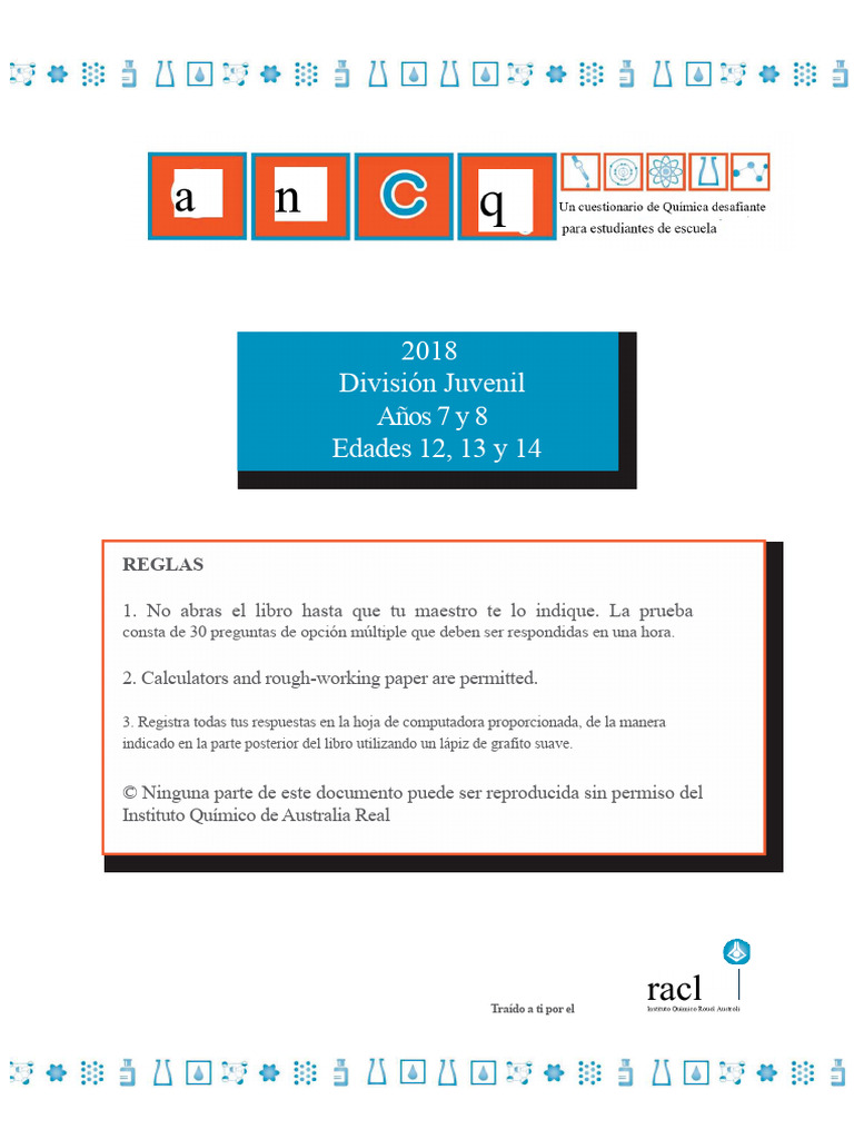 2018-Junior ICQ | PDF | Dióxido de azufre | Elementos químicos