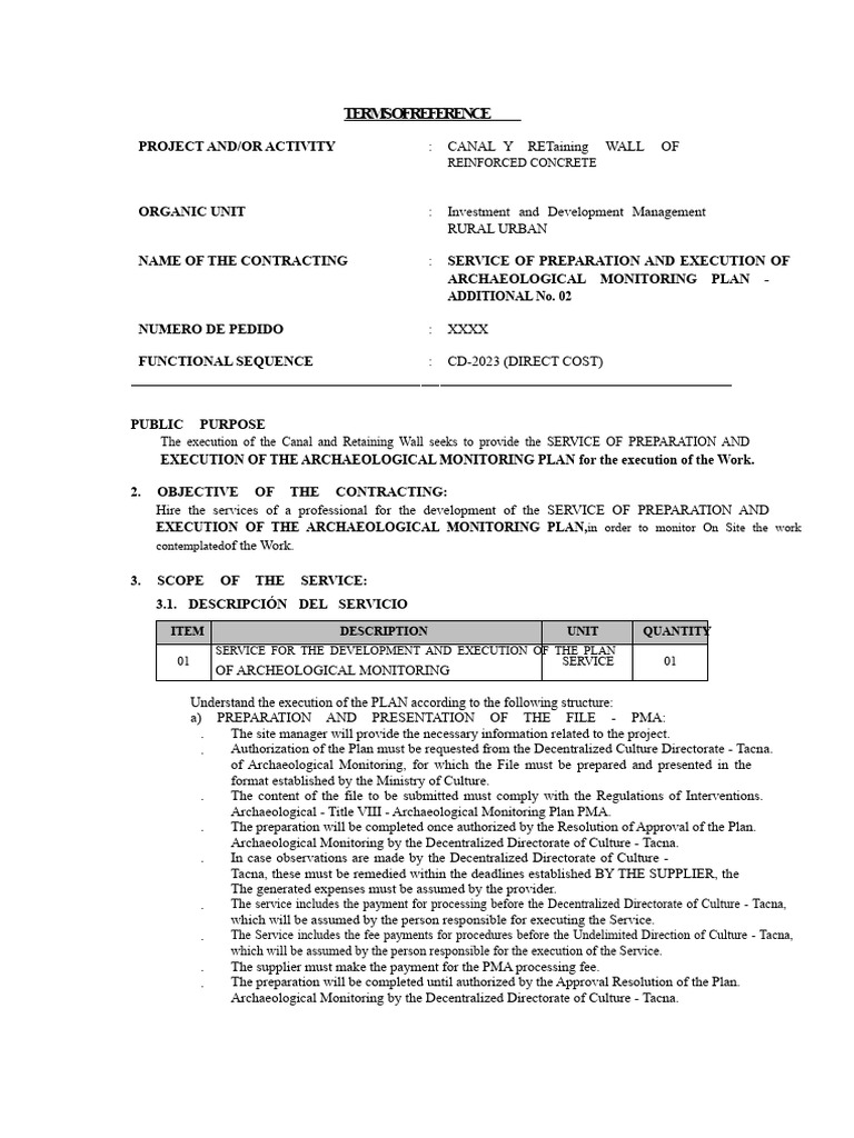 Terms of Reference for the execution of the Archaeological Monitoring ...