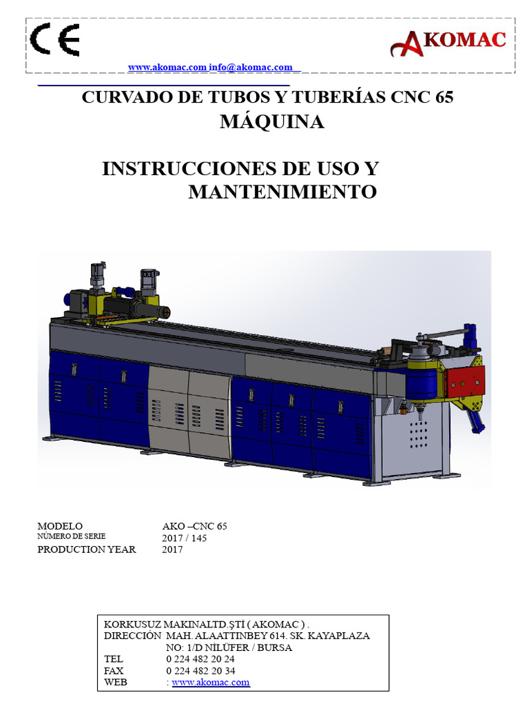 Máquina de Doblado de Tubos Ako - Cnc65 | PDF | Acero | Eje