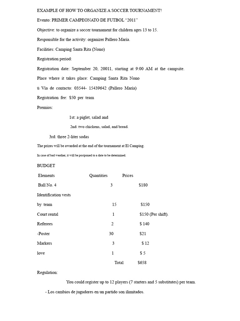 Example of How to Organize a Soccer Championship | PDF | Association ...