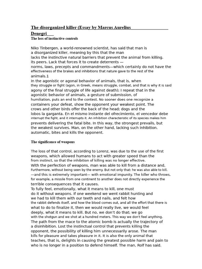 The Disorganized Killer - MAD | PDF | Aggression | Violence