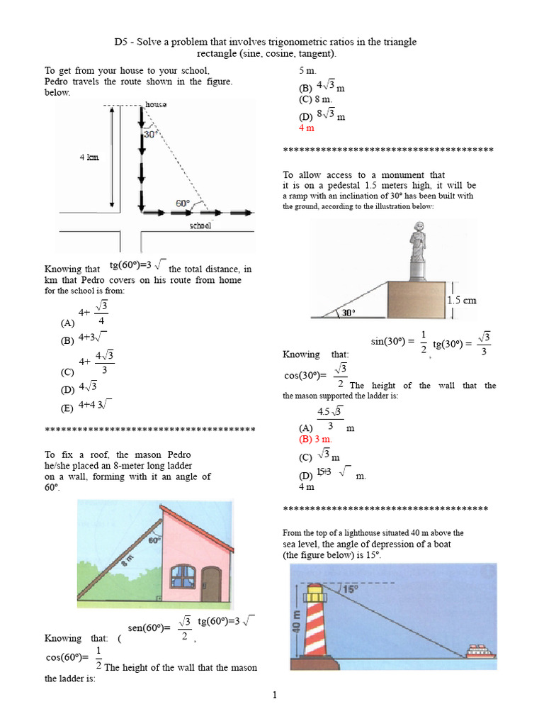 Trigonometric Ratios in the Triangle | PDF | Trigonometric Functions ...