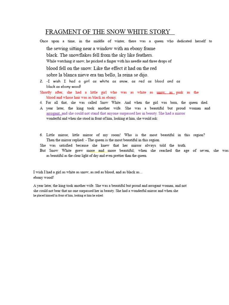 Fragment of The Snow White Story | PDF