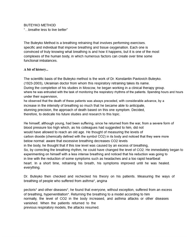 Buteyko Method | PDF | Breathing | Exhalation