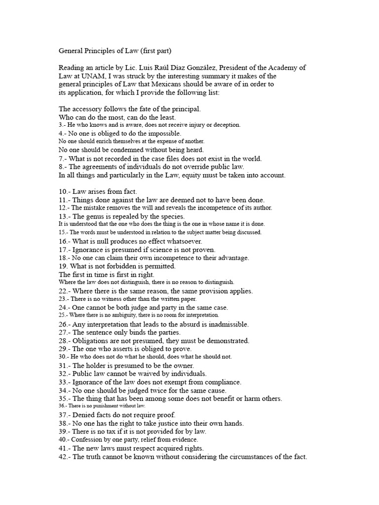 Key Principles of Mexican Law Explained | PDF | Evidence (Law) | Public Law