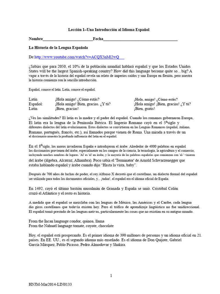 A1.1 una introducción al idioma español | PDF | Lengua española | latín