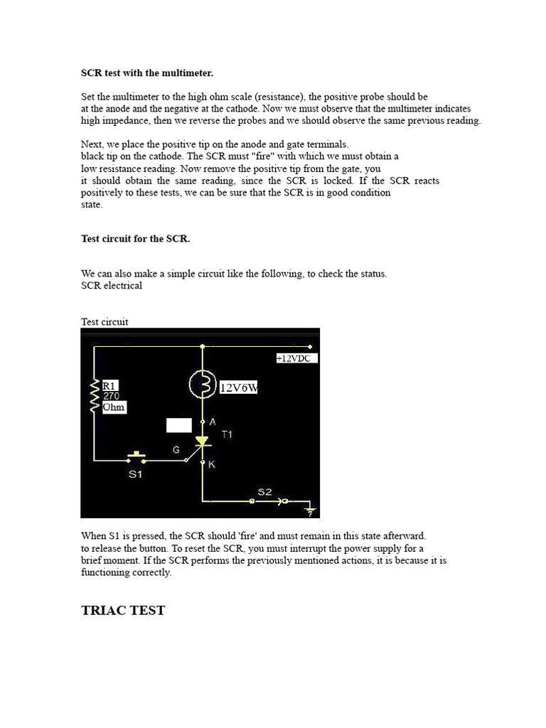 SCR and Triac Test | PDF