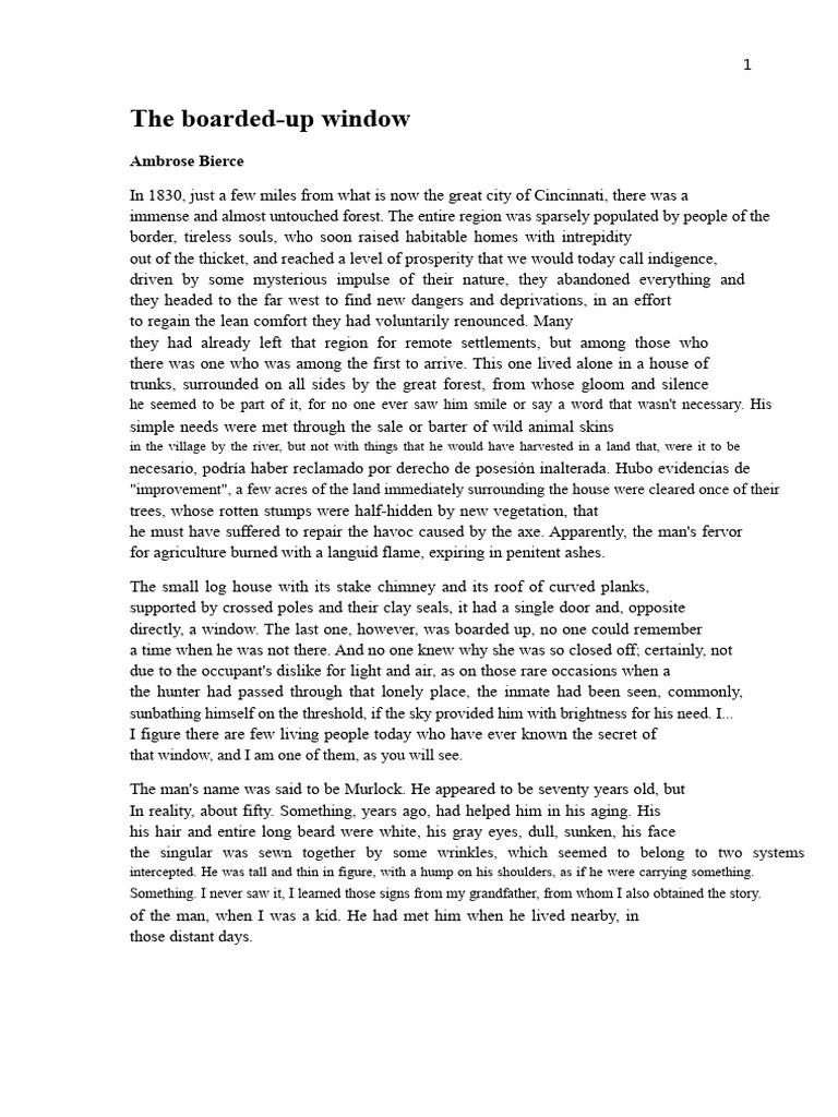 The Boarded Window - Ambrose Bierce | PDF
