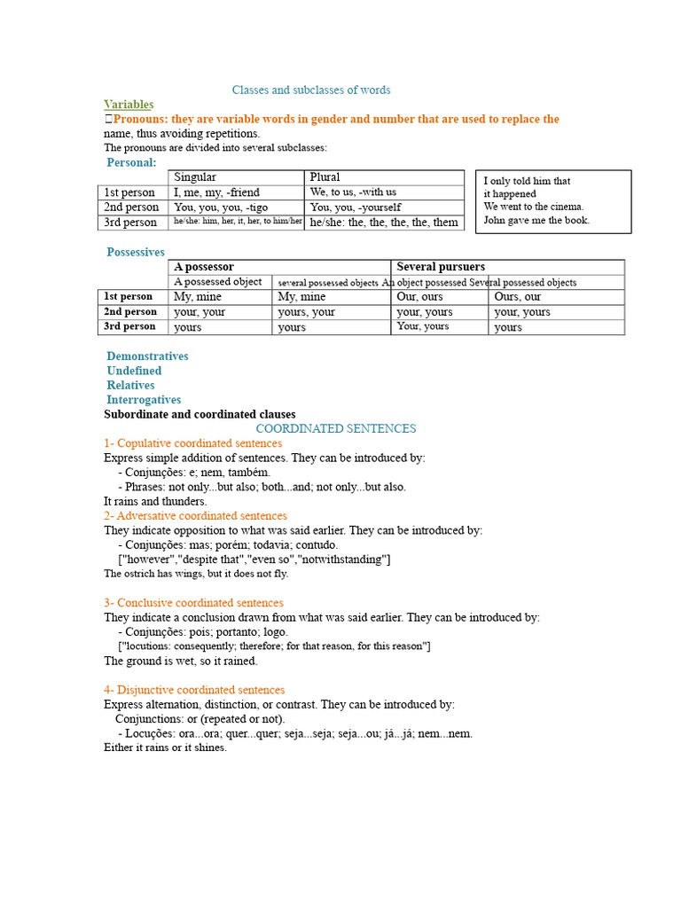 Word Classes and Sentence Structure Guide | PDF | Verb | Word