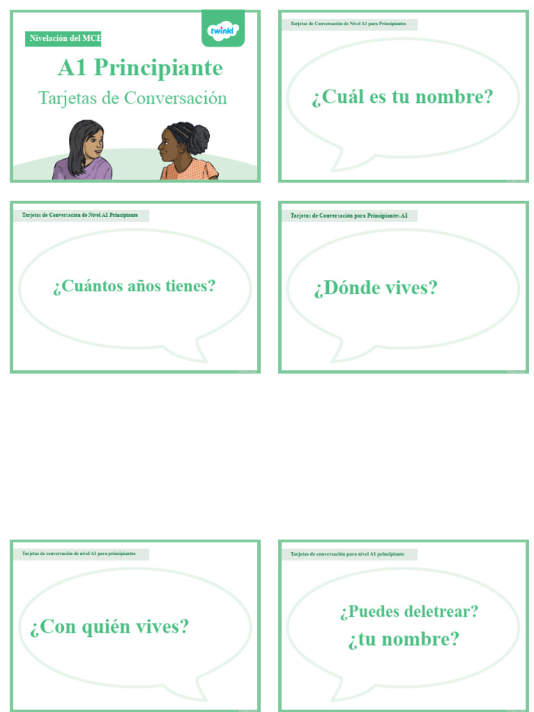 Tarjetas de Conversación para Nivelación ESL CEFR | PDF