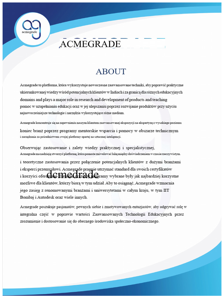 Propozycja Umiejscowienia Acmegrade Z Opisem Stanowiska - '24 | PDF