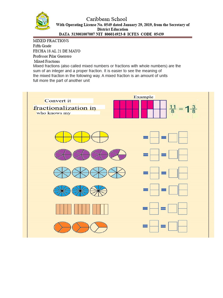 Mixed Fractions Fifth Grade | PDF