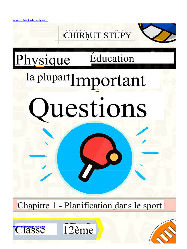 Questions Les Plus Importantes de L'éducation Physique Chapitre 1 ...