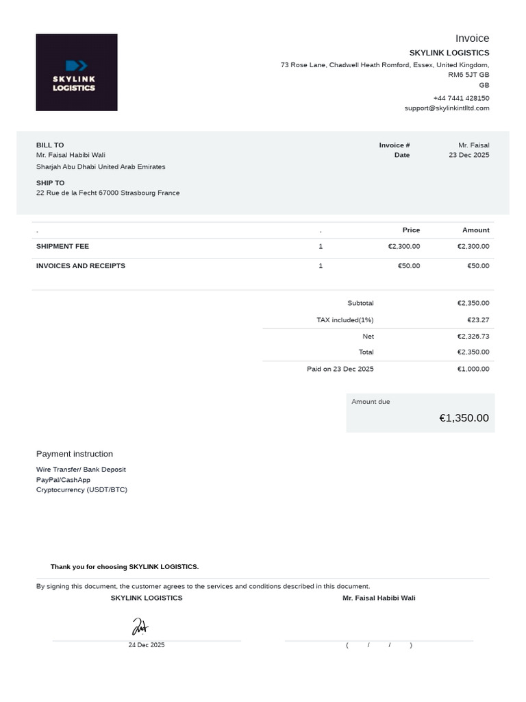 Invoice#Mr. Faisal 1 | PDF | Invoice | Receipt