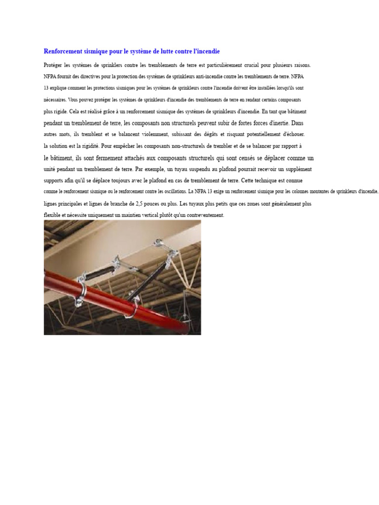Renforcement sismique des systèmes de sprinklers | PDF | Extincteur ...