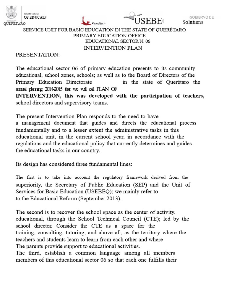 Querétaro Primary Education Intervention Plan | PDF | Education Reform ...