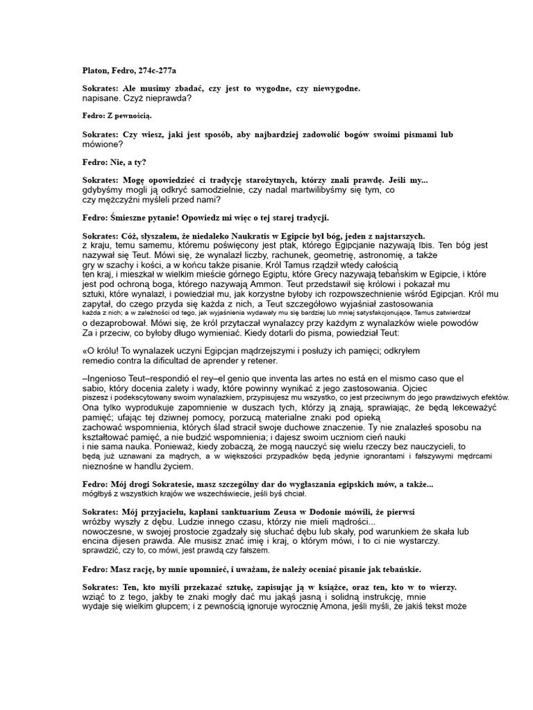 Fedro, Platon, 274c, 277a | PDF