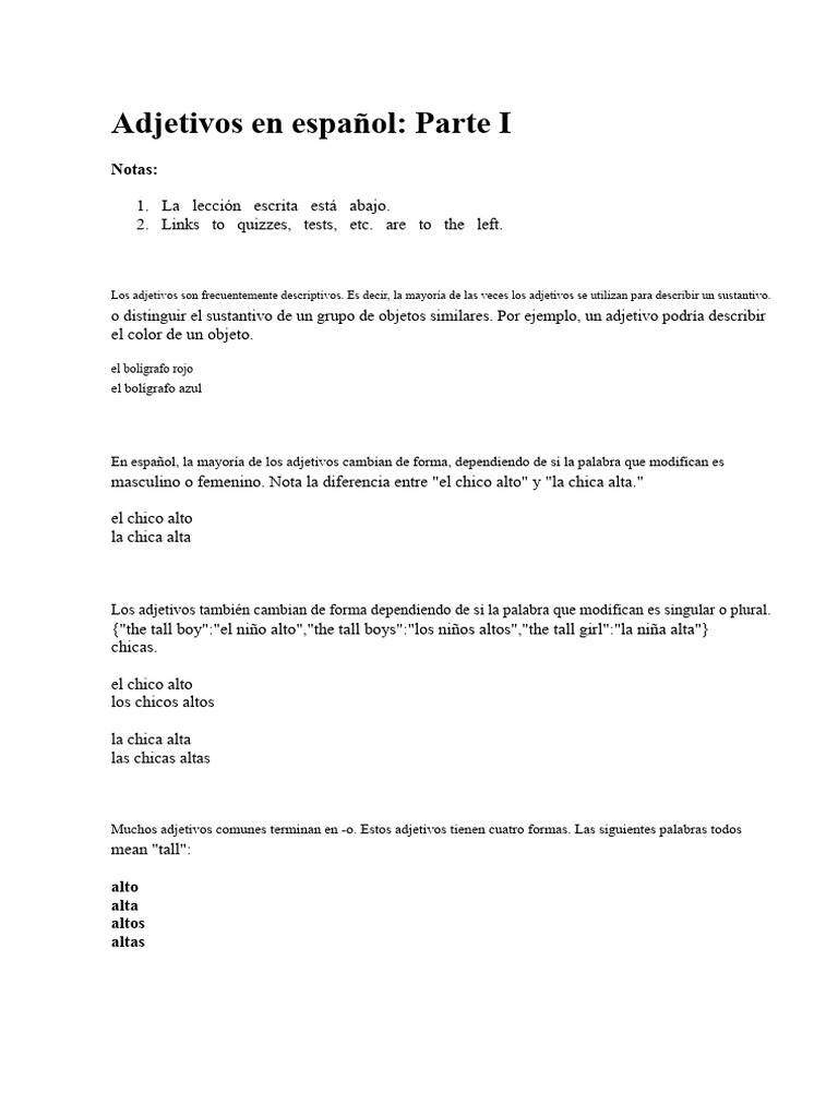 Adjetivos en español | PDF