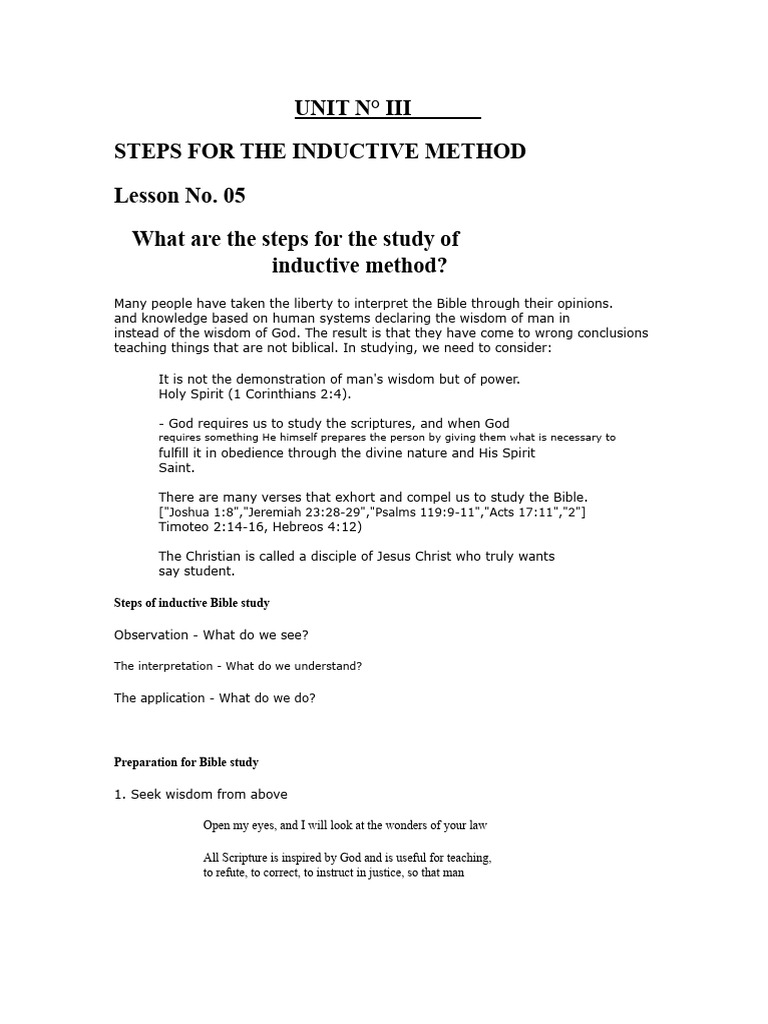 STEPS FOR THE INDUCTIVE METHOD | PDF | Bible | Jesus