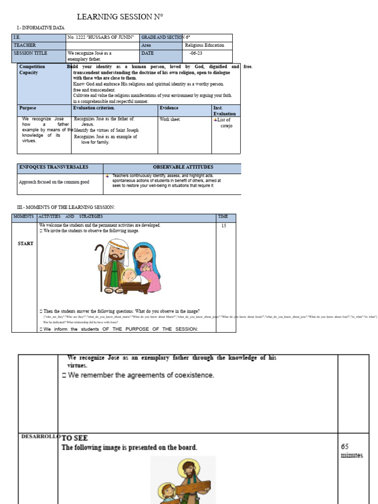 RELIGION SESSION We Recognize Joseph As An Exemplary Father | PDF ...