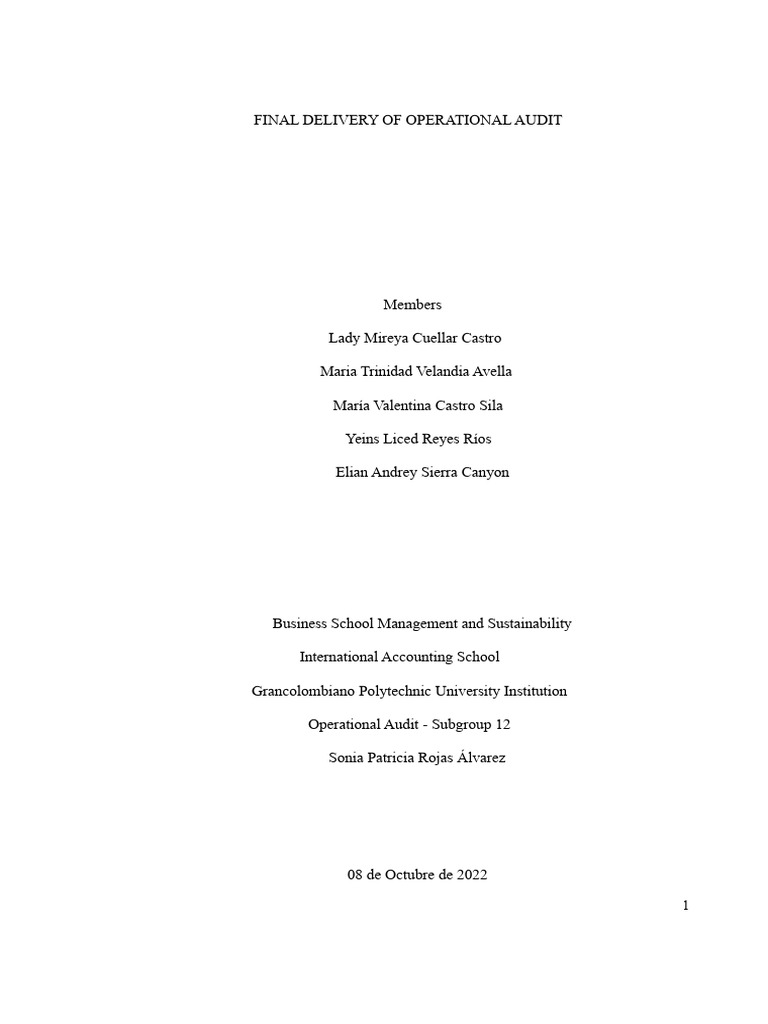 Final Delivery Operational Audit | PDF | Lean Manufacturing | Six Sigma