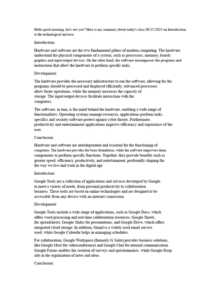 CIEE Summary Introduction to the Technological Universe. | PDF ...