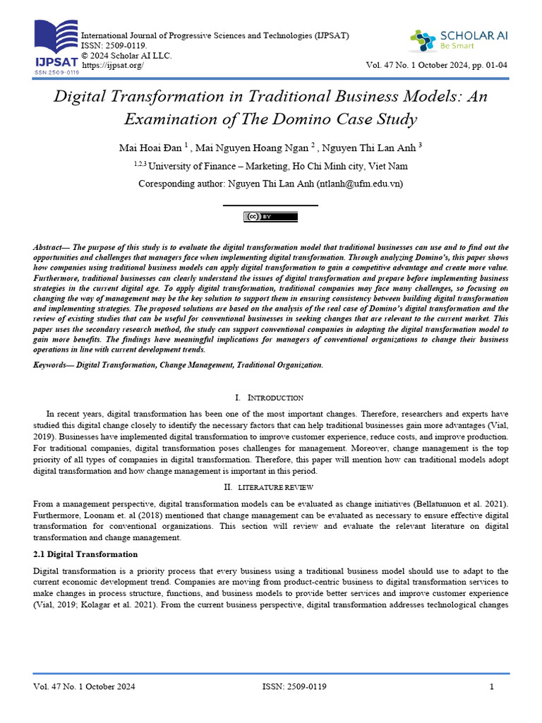 Digital Transformation in Domino's Case Study | PDF | Change Management ...