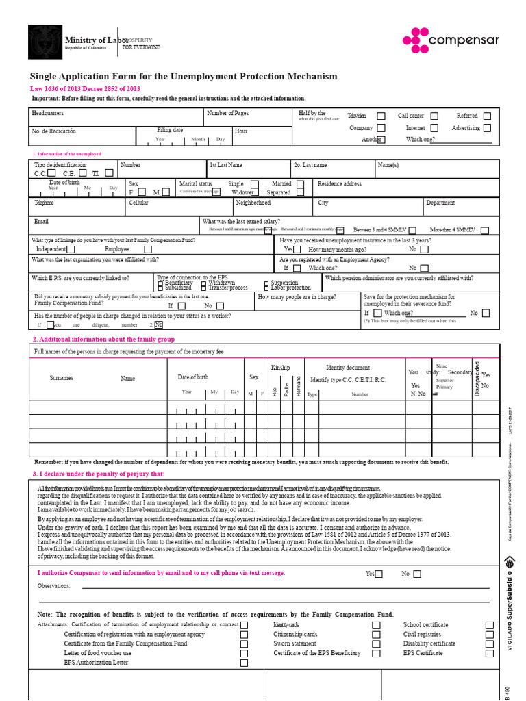 Unemployment Protection Application Form | PDF | Employment | Identity ...