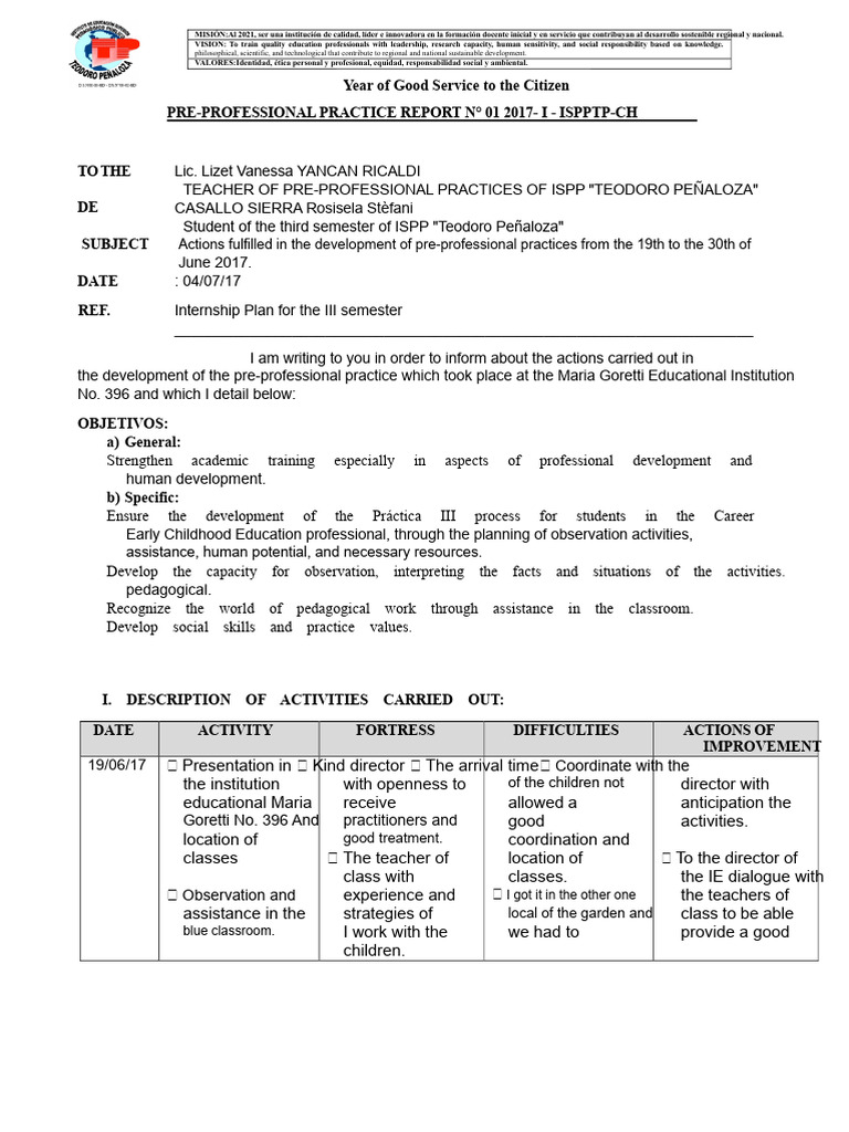 Pre-Professional Practice Report 2017 | PDF | Behavioural Sciences ...