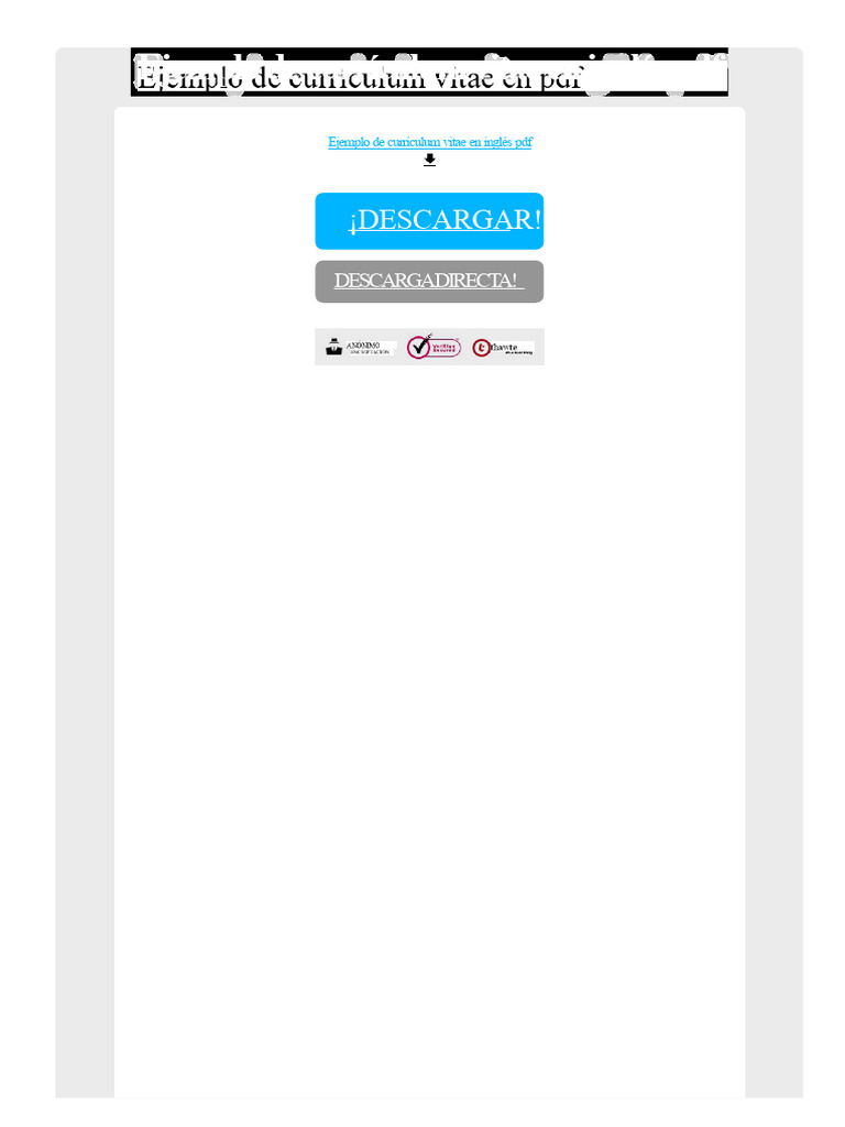Ejemplo de Currículum Vitae PDF en inglés | PDF | Plan de estudios