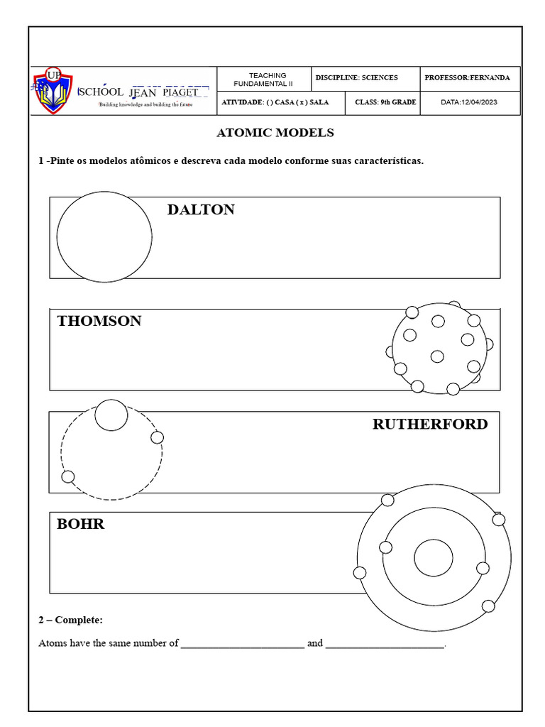 Activity ATOMIC MODELS | PDF