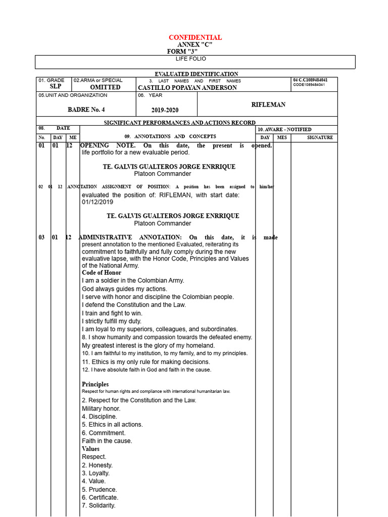 DISCIPLINARY FOLIO FORMAT PROFESSIONAL SOLDIER | PDF | Righteousness ...