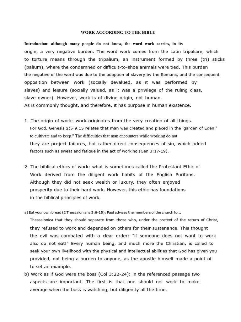 Biblical Principles of Work Explained | PDF | Genesis Creation ...