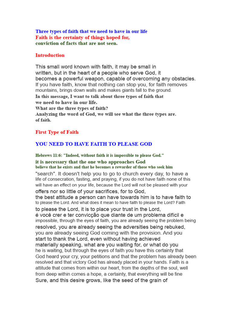 Three types of faith that we need to have in our lives | PDF | Jesus ...
