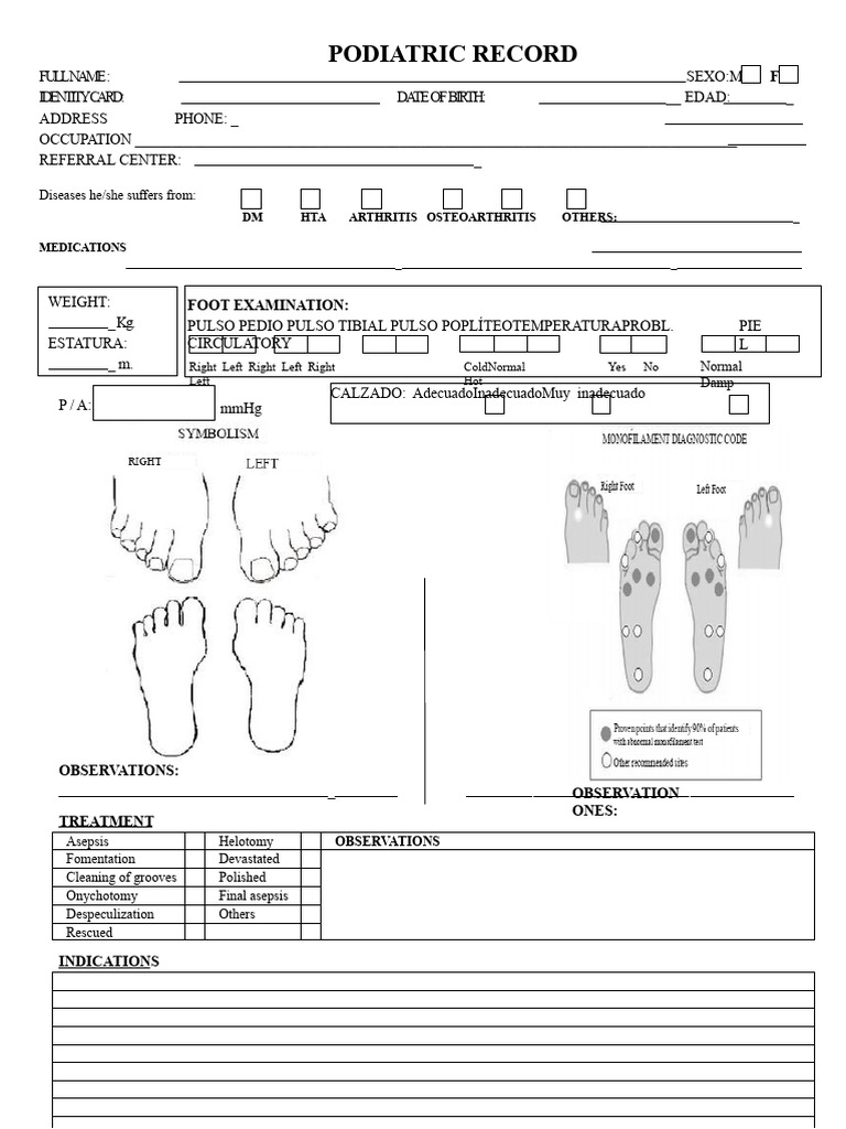 Podiatric Patient Record Template | PDF