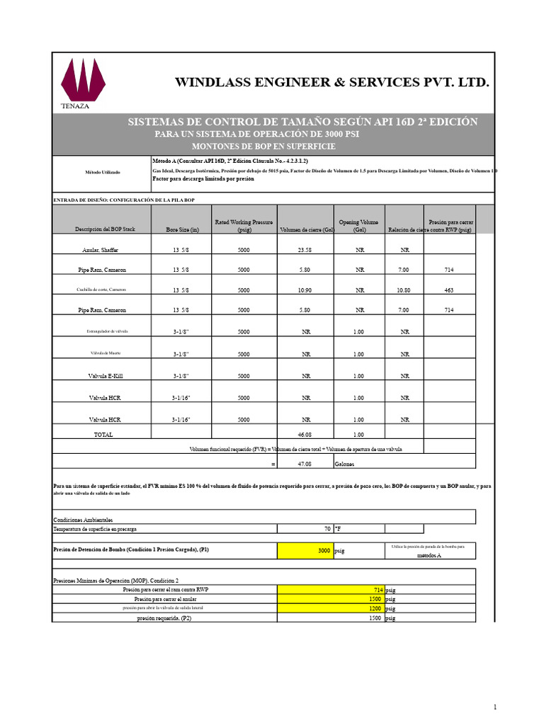 Dimensionamiento de la Unidad de Control BOP ADES con 13-5-8 | PDF ...