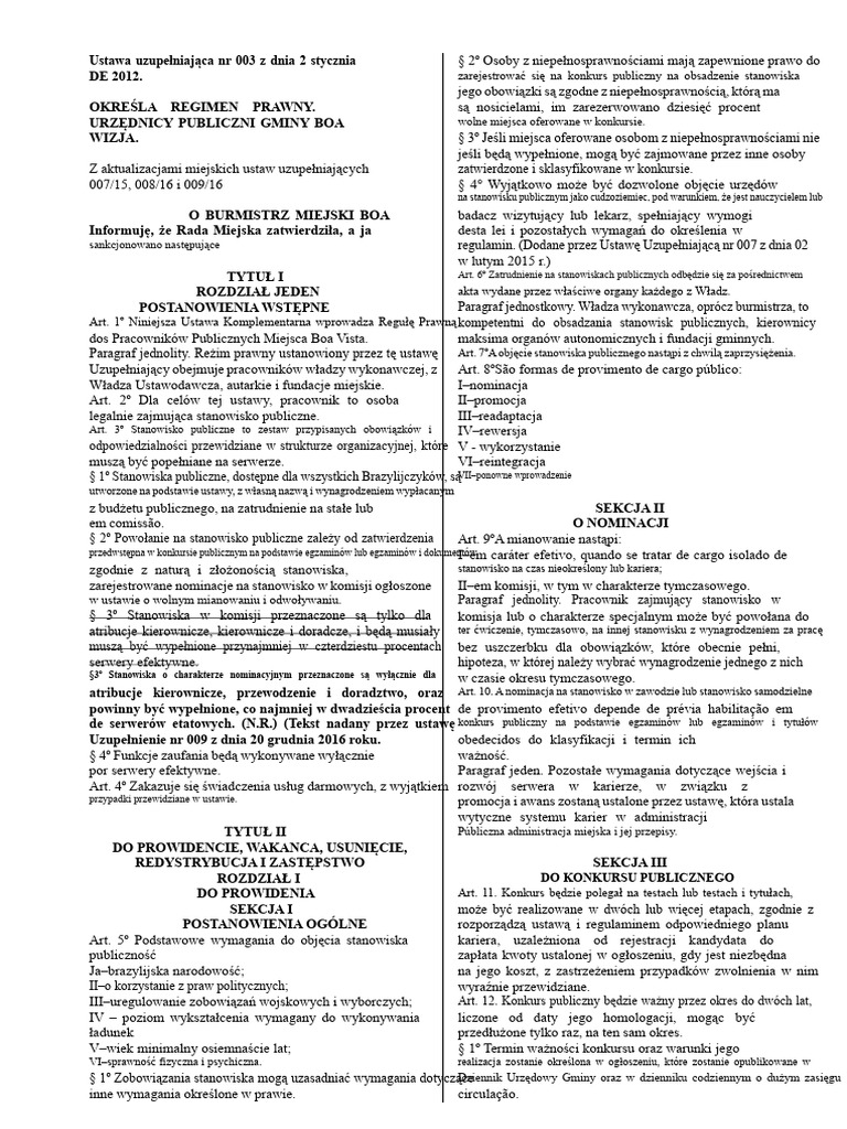 Ustawa 003 Z 2012 Roku - Regulamin Prawny Pracowników Publicznych Boa ...