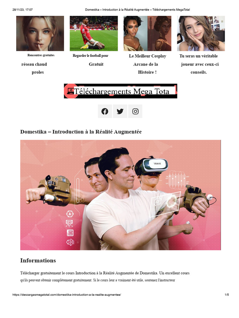 Cours Gratuit : Introduction à la RA | PDF | Réalité augmentée | Unity ...