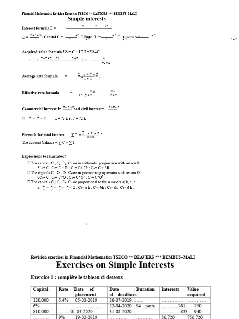 Financial Mathematics TSECO (1) | PDF | Interest | Personal Finance