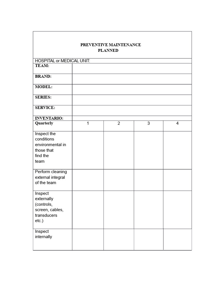 Preventive Maintenance Plan - Ultrasound Machine | PDF | Medical ...