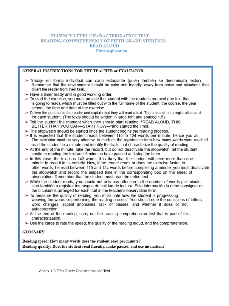 Annex 5.2 Characterization Test Grade Five - Modified | PDF | Reading ...