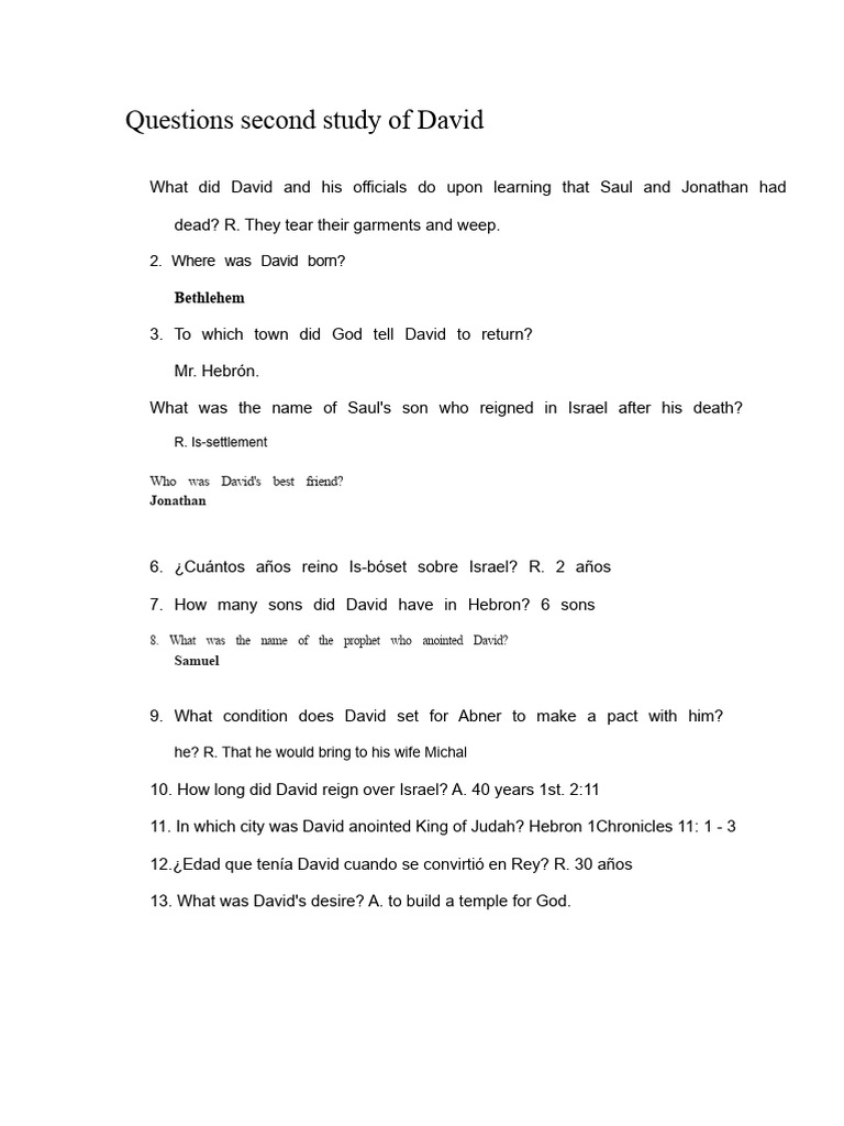 David's Study Questions | PDF