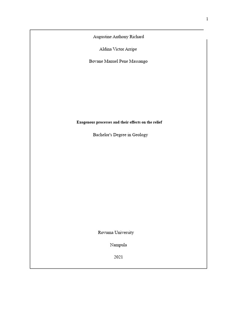 Geomorphology Work - Exogenous Processes. | PDF | Erosion | Glacier