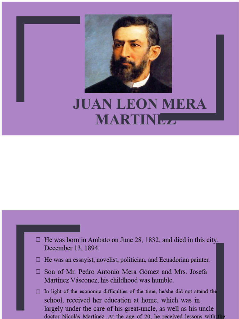 Juan León Mera: Ecuadorian Writer & Politician | PDF
